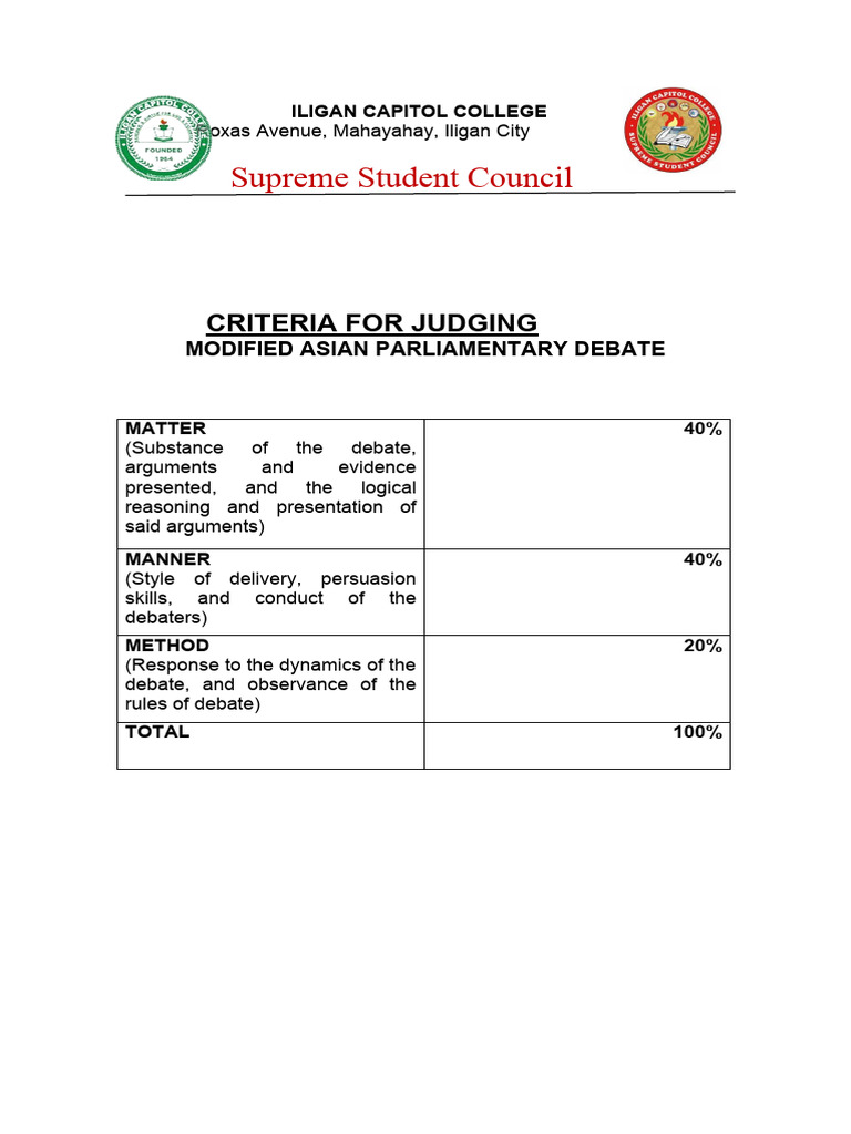 Debate Guidelines SSC | PDF
