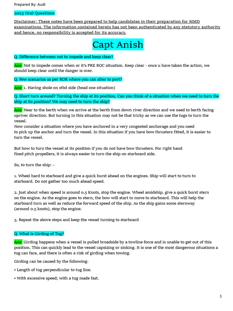 AUDI'S ORAL QUESTION SET 2023 Vers 2 | PDF