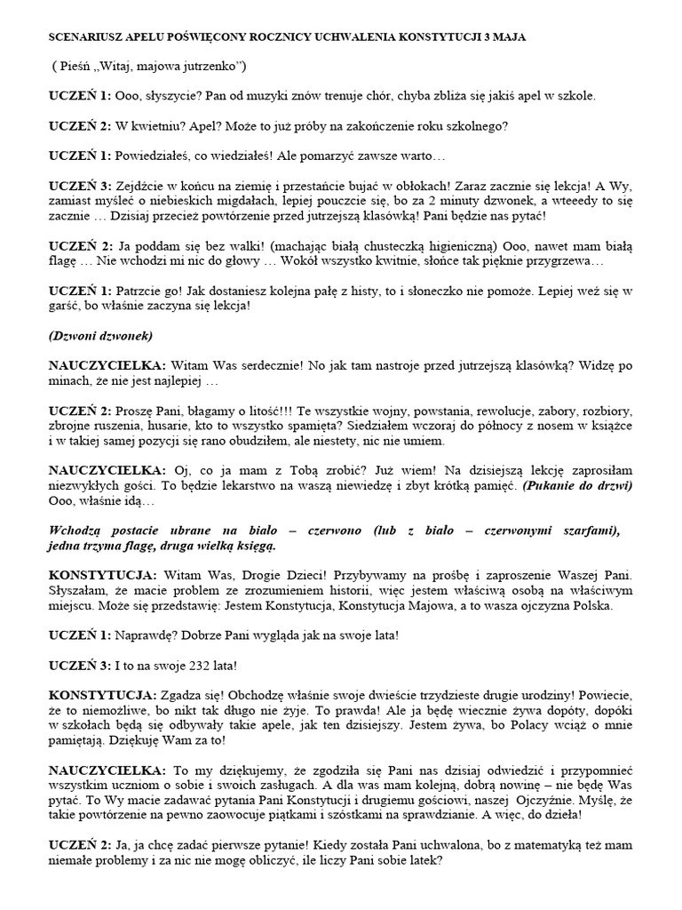 Scenariusz Apelu 3 Maja | PDF