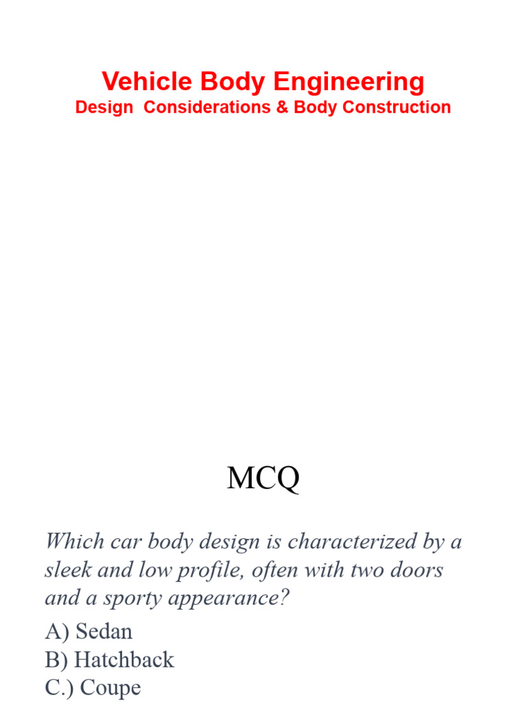 Design Considerations and Body Construction | PDF | Strength Of ...