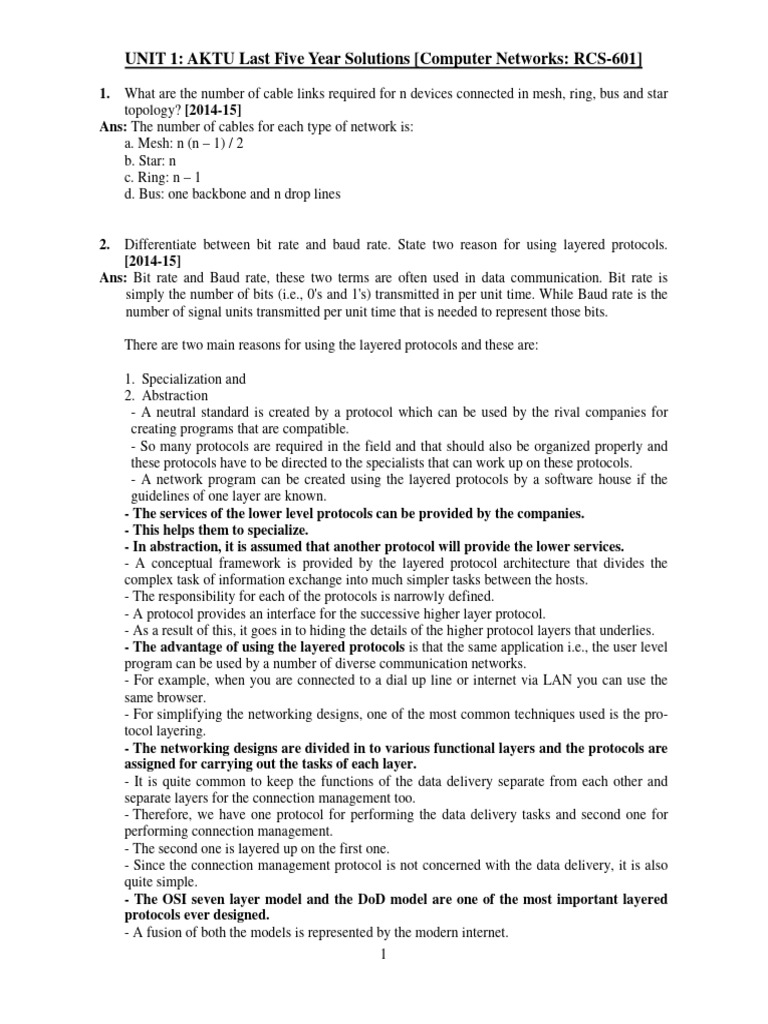 Five Year Solutions | PDF | Transmission Medium | Osi Model