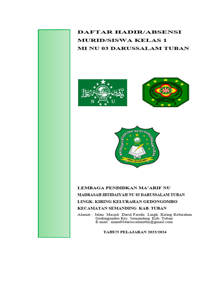 Cover Daftar Hadir Murid Tp 2023 2024 Pdf