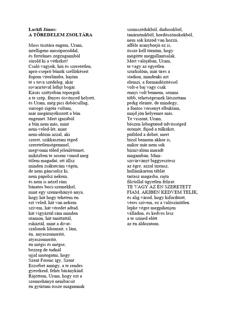 Lackfi Töredelem 1 | PDF
