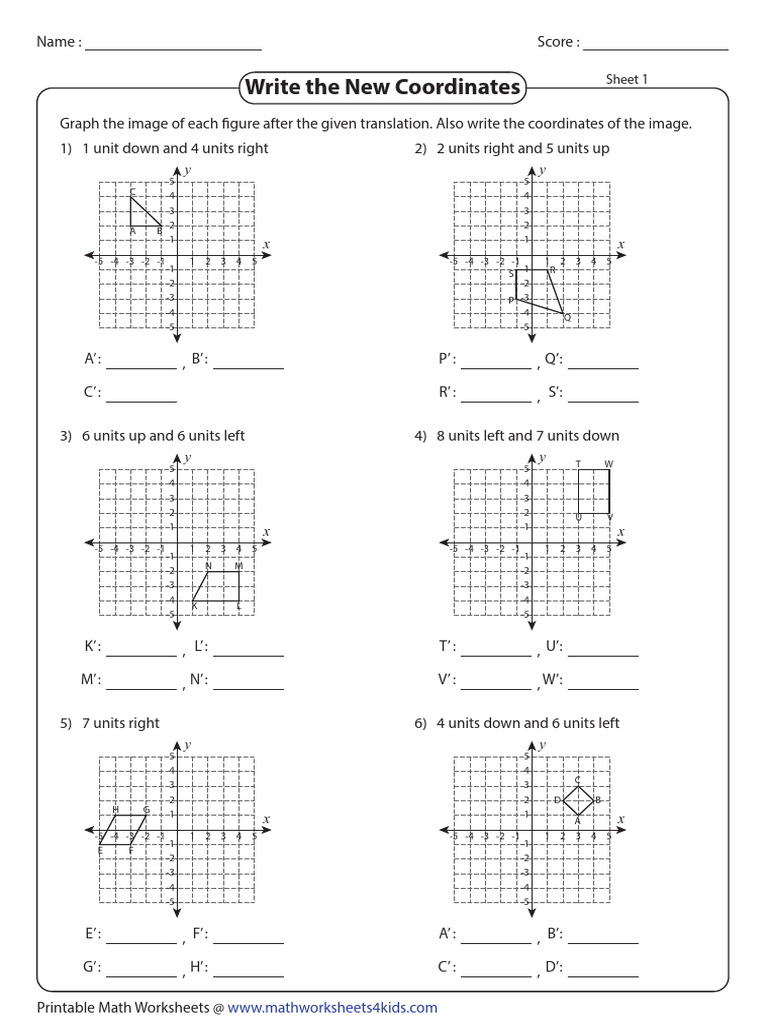 Translation Coordinates Graph 1 | PDF