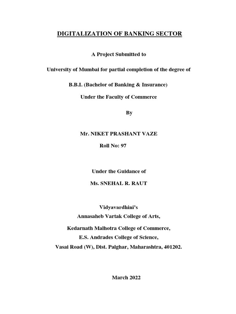 Niket Vaze Project Initial Pages | PDF