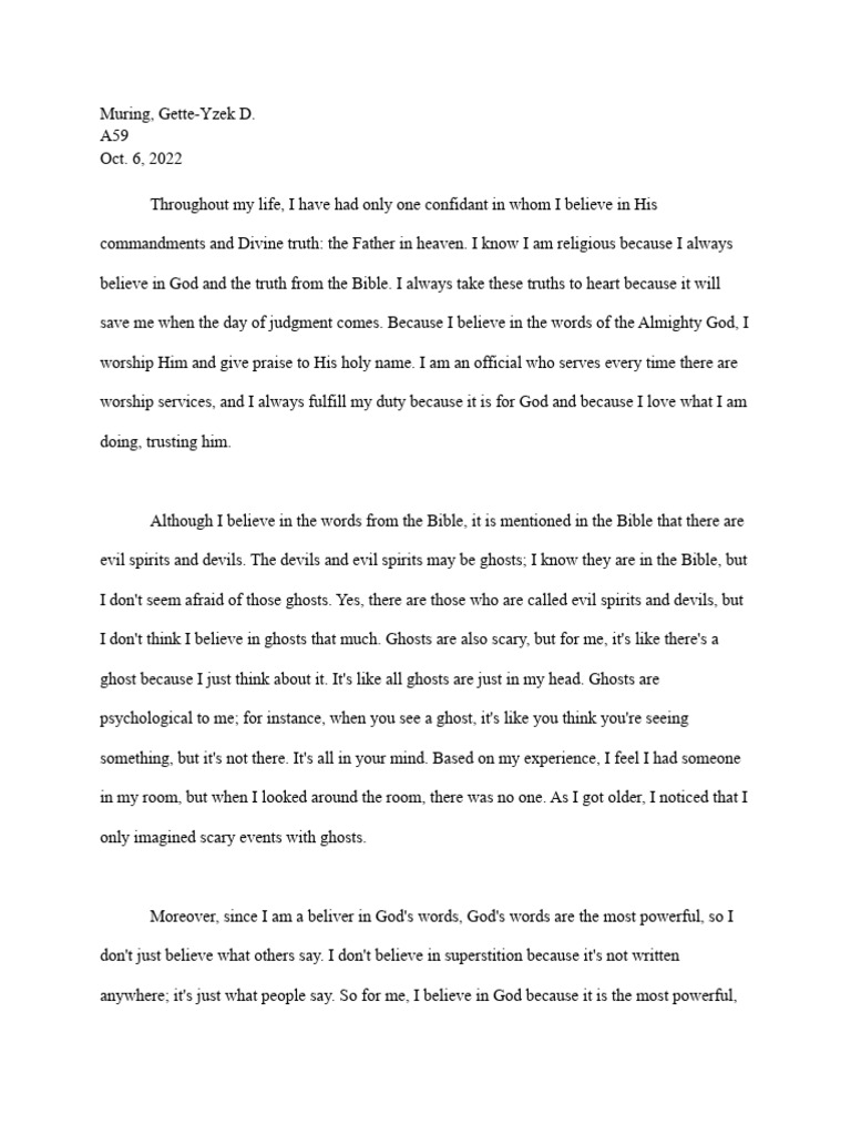 UTS - A59 - Spiritual Self Reflection | PDF