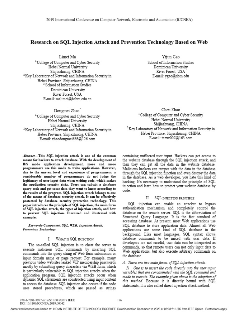 Research On Sql Injection Attack And Prevention Technology Based On Web 7546