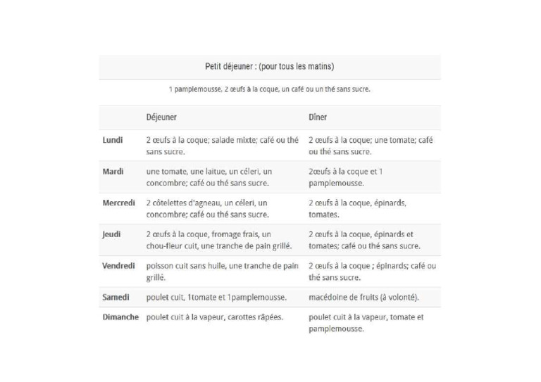 Regime Mayo Menu 14 Jours 1 | PDF