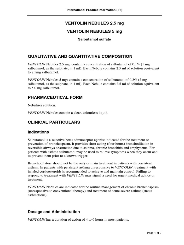 Ventolin Nebules Pi Mu | PDF