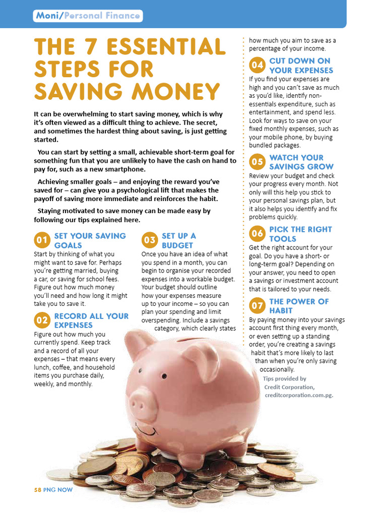 PNG NOW7 The 7 Essential Steps For Saving Money | PDF | Expense | Economies