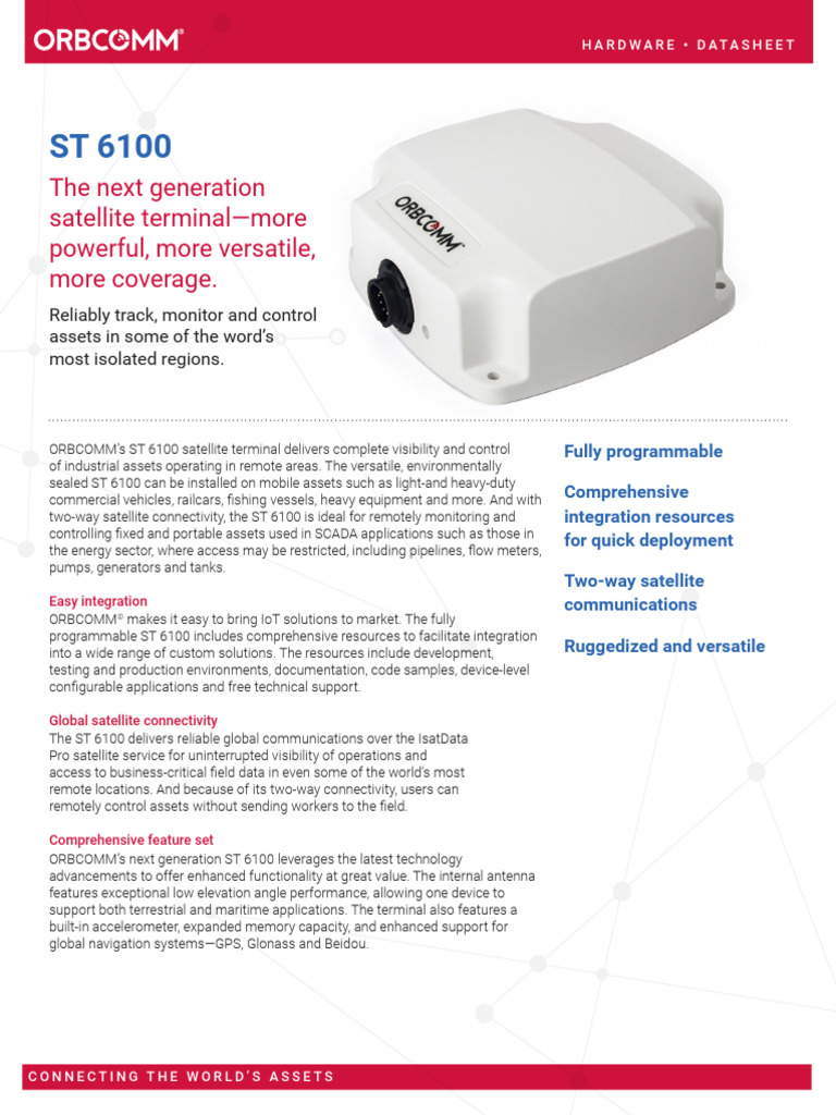 ST 6100 Satellite Terminal Datasheet | PDF | Communications Satellite ...