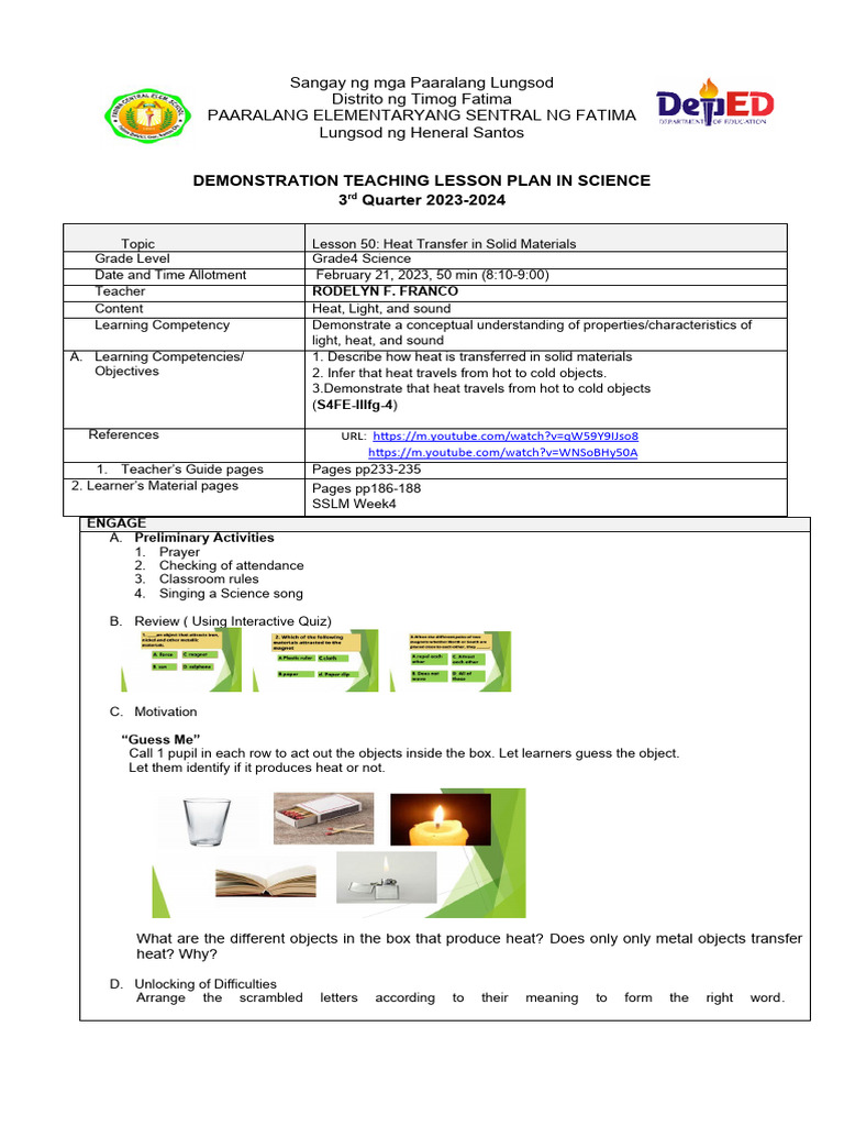 3rd CO DLP Conduction | PDF | Science & Mathematics | Technology & Engineering