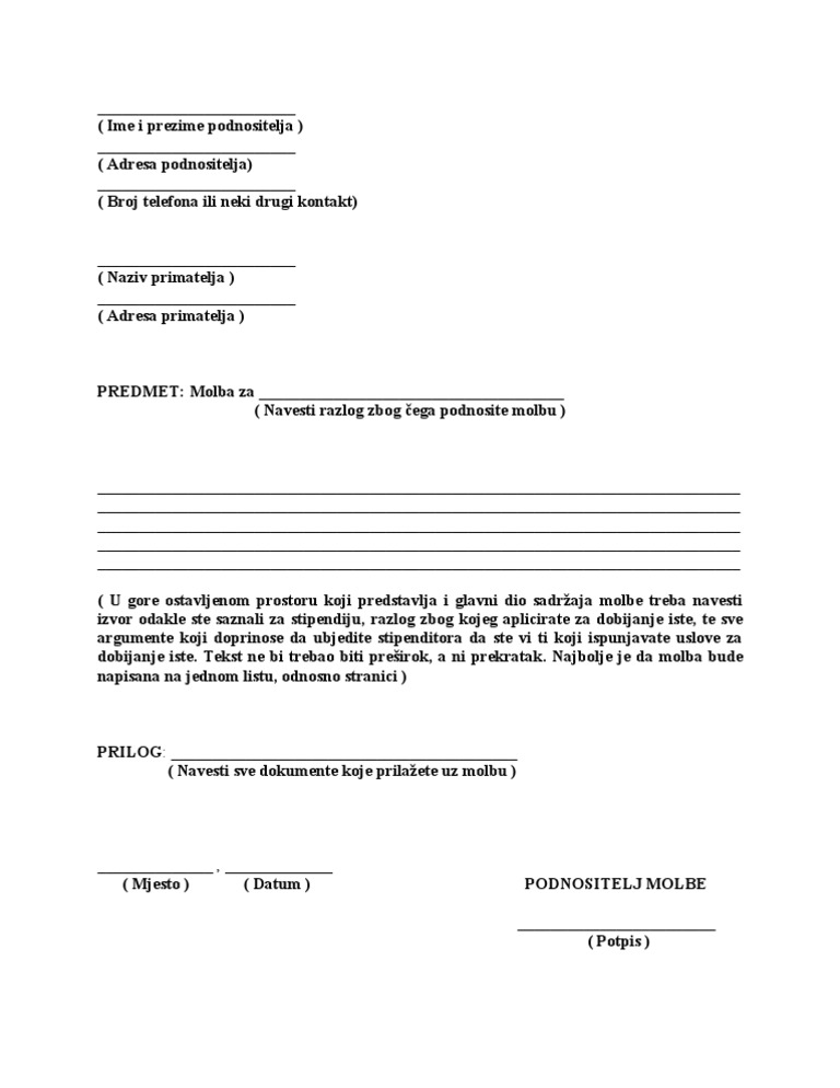 Kako Napisati Molba | PDF