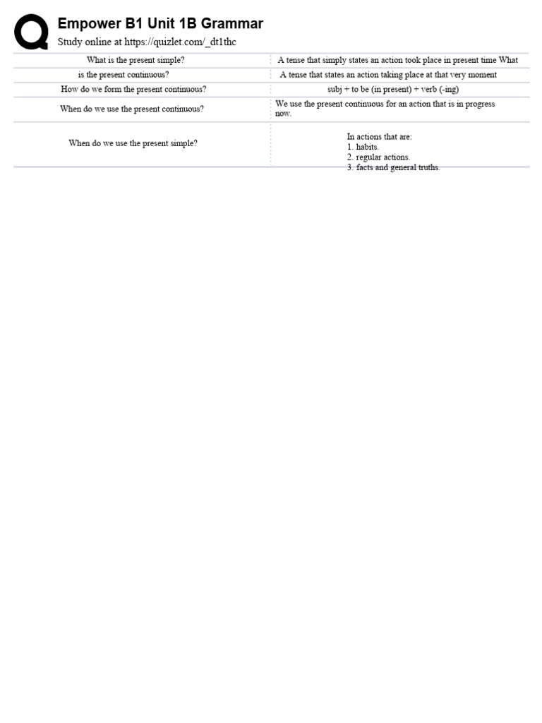 Empower B1 Unit 1B Grammar | PDF | Self-Improvement