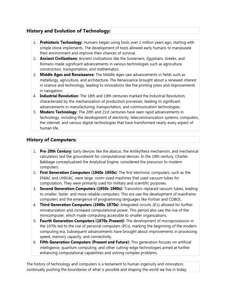 History and Evolution of Technology | PDF | Computing | Engineering