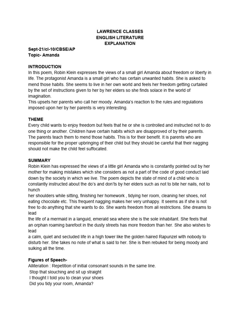 Amanda Exp CL X Cbse | PDF