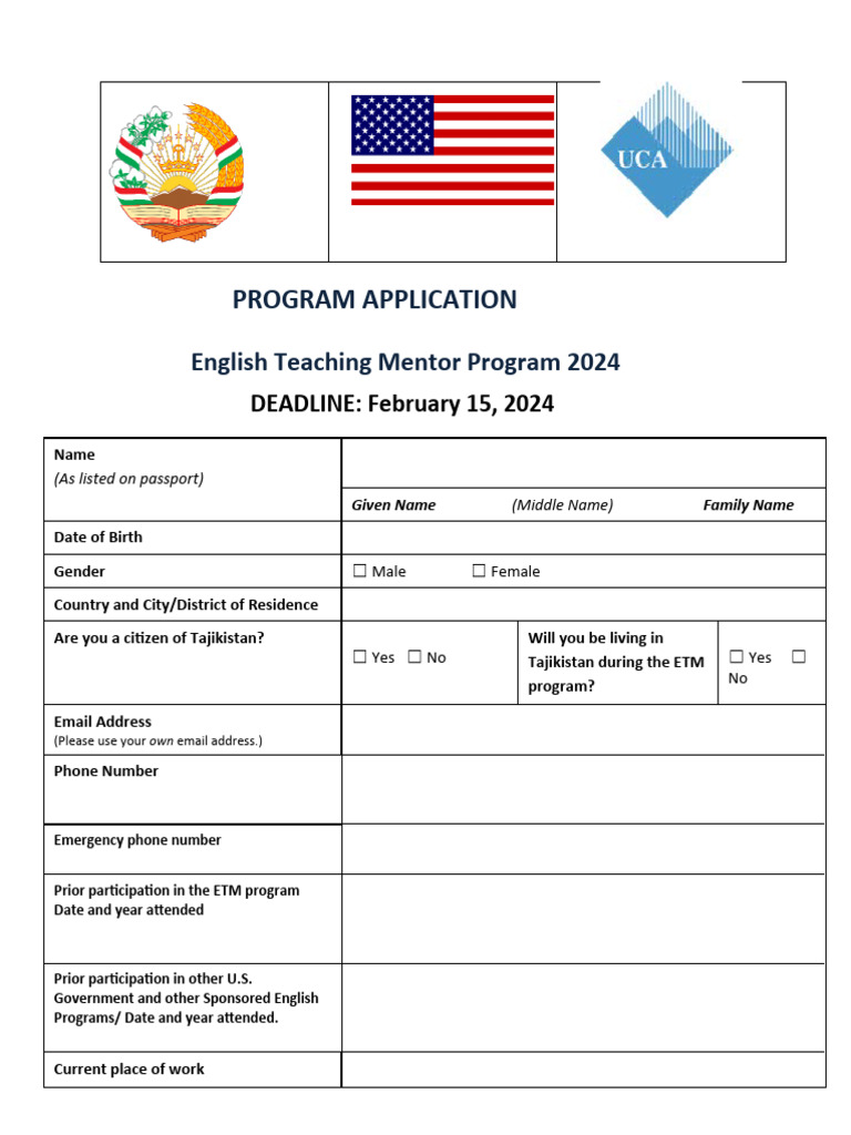 ETM Program Application - 2024 | PDF