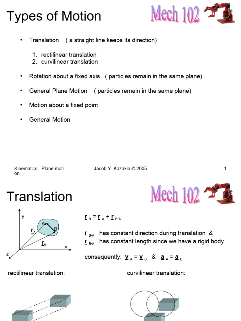 L08-Kinematics Plane Motion | PDF