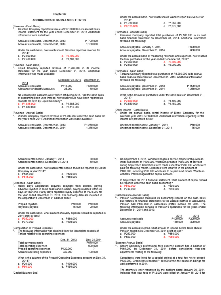 32 Accruals Cash Basis Single Entry | PDF | Finance & Money Management