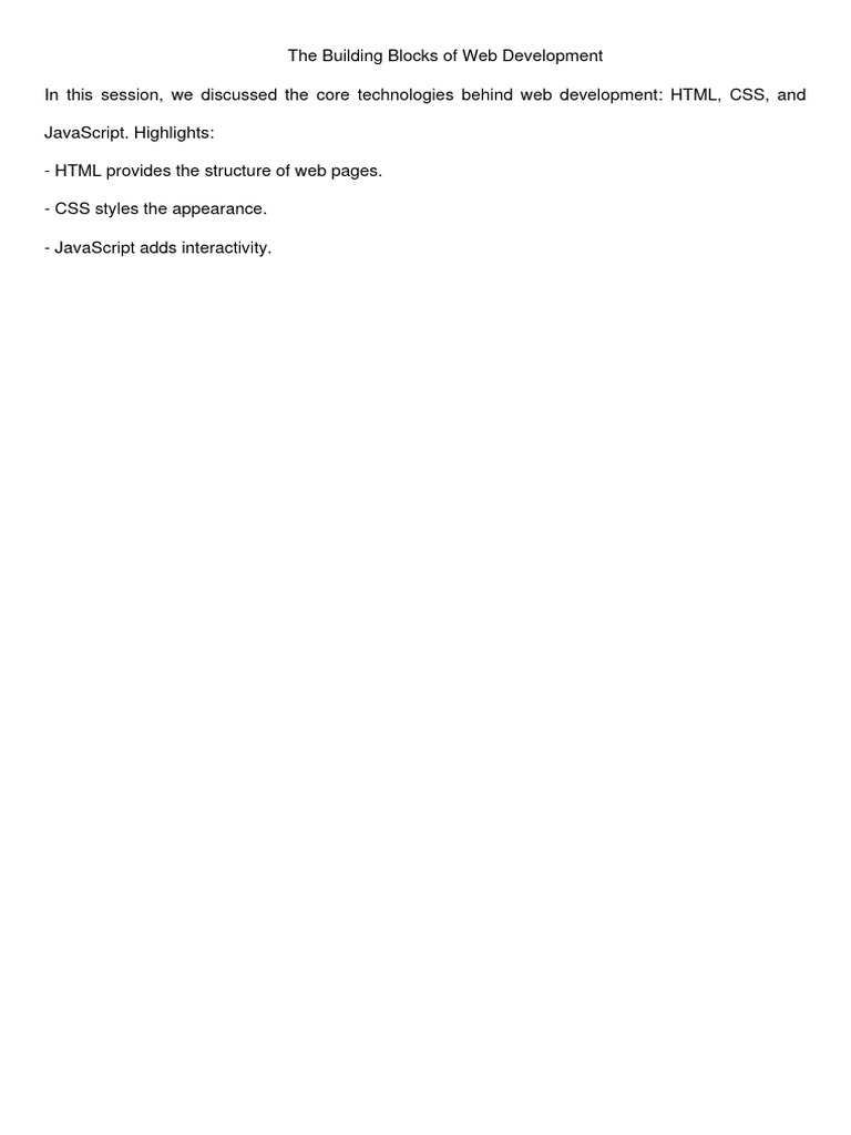 The Building Blocks of Web Development | PDF