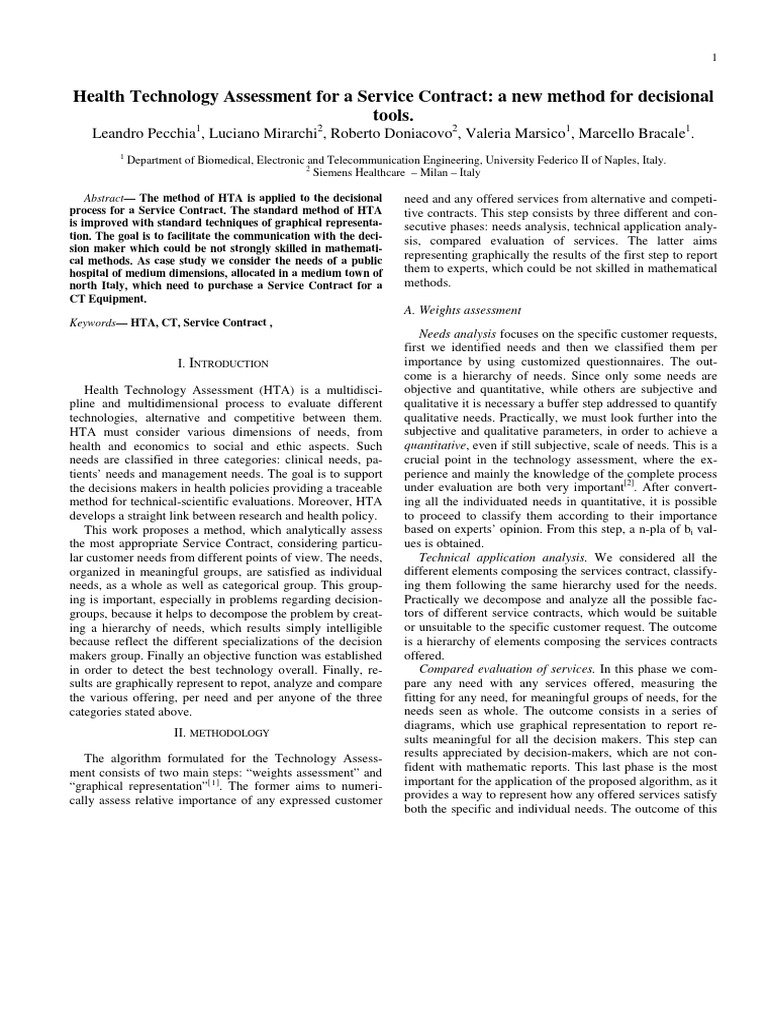 HTA For A Service Contract Presentato A Monaco | PDF | Decision Making ...