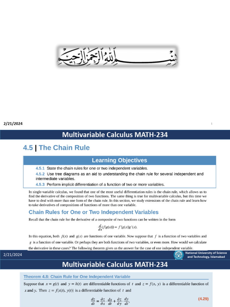 Lec. 8 Multivariable Calculus | PDF