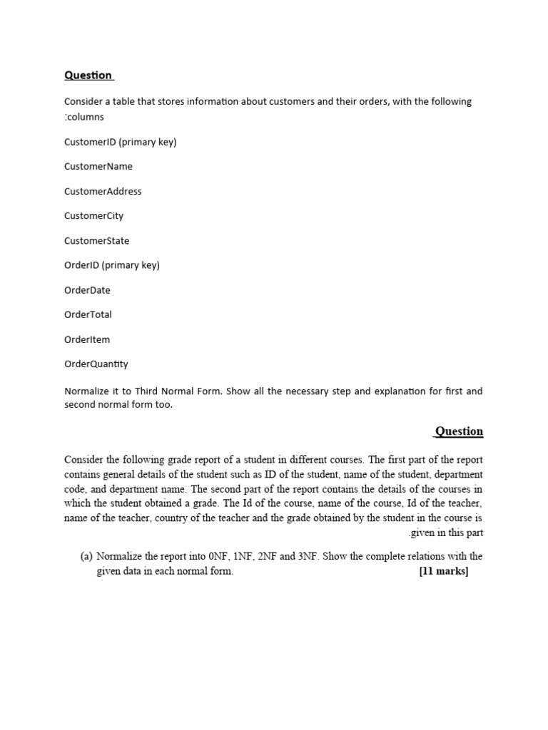 Normalisation Example Qs Pdf Cybernetics Software Design