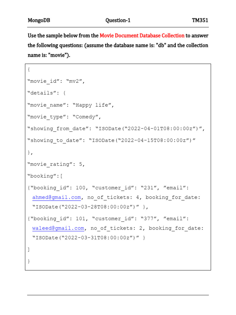 MongoDB Question-1 | PDF