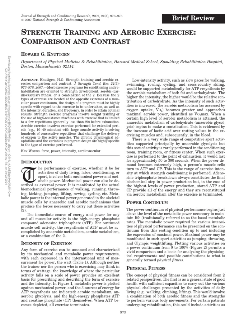 Strength Training and Aerobic Exercise Comparison.53 | PDF