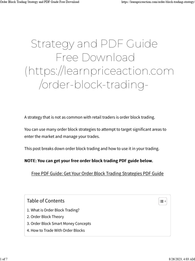 Order Block Trading Strategy and PDF Guide | PDF