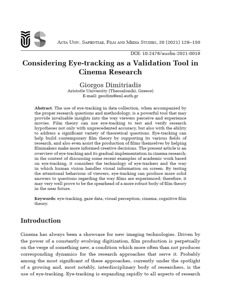 Considering Eye Tracking As A Validation | PDF | Attention | Visual Perception