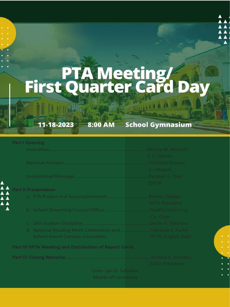 PTA Meeting Program | PDF