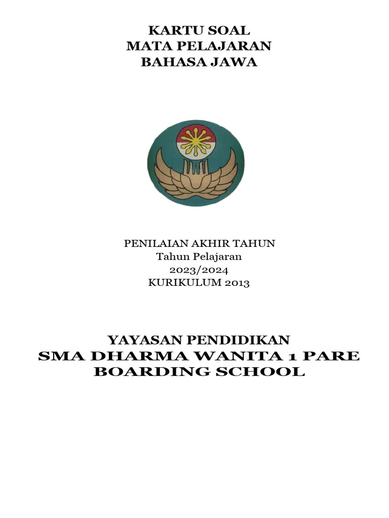 Kartu Soal PAT Bhs Jawa (XII) 2023-2024 | PDF