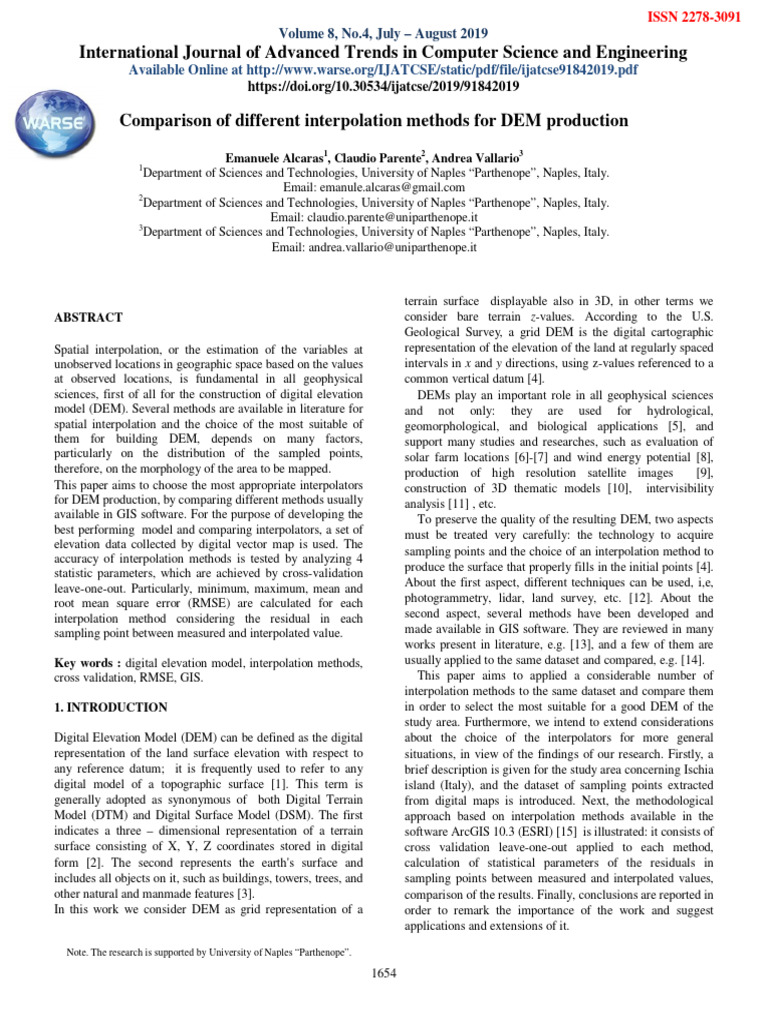 Comparison of Different Interpolation Methods For DEM Production | PDF | Interpolation | Cross ...