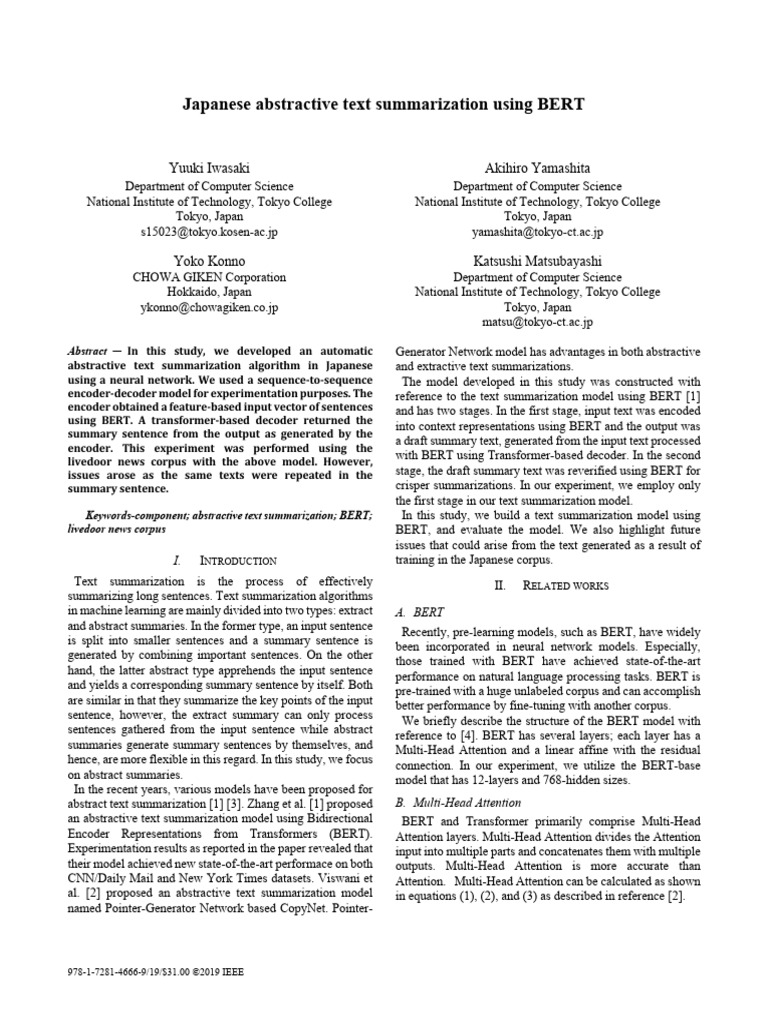 Japanese Abstractive Summarization Pdf Learning Computational Neuroscience