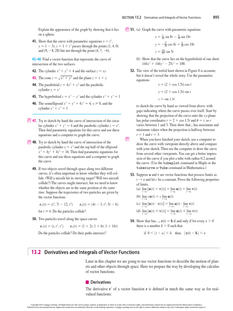 Vector Functions: Derivatives & Integrals | PDF | Differential Geometry ...