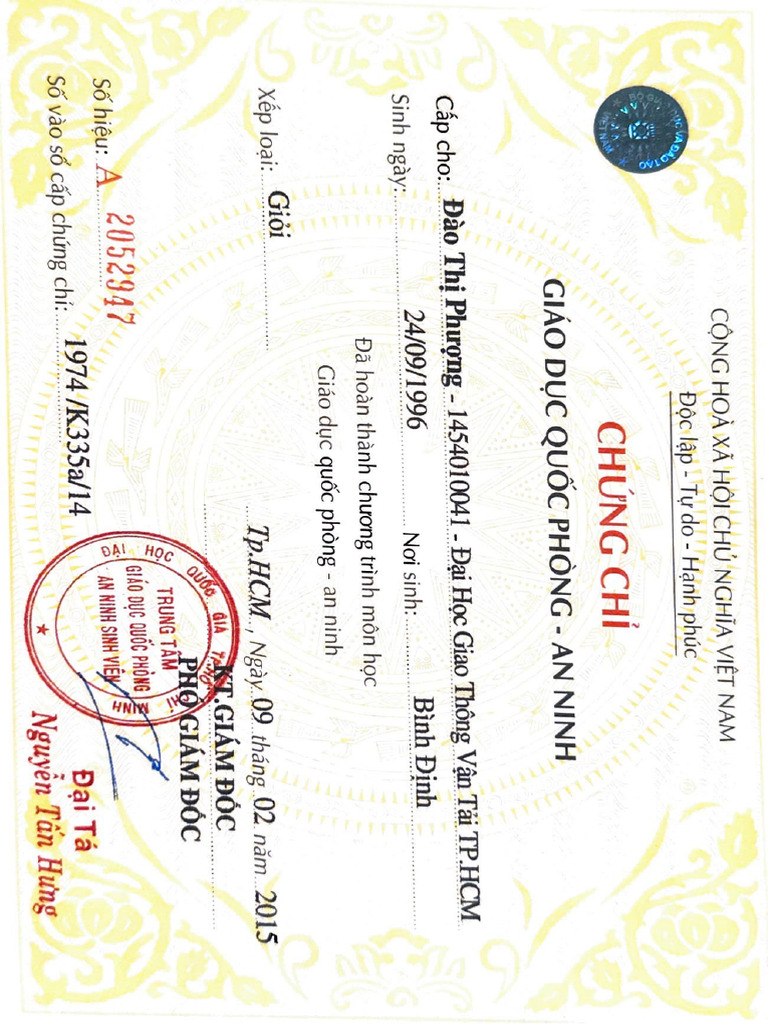 Chứng chỉ GDQP - AN | PDF