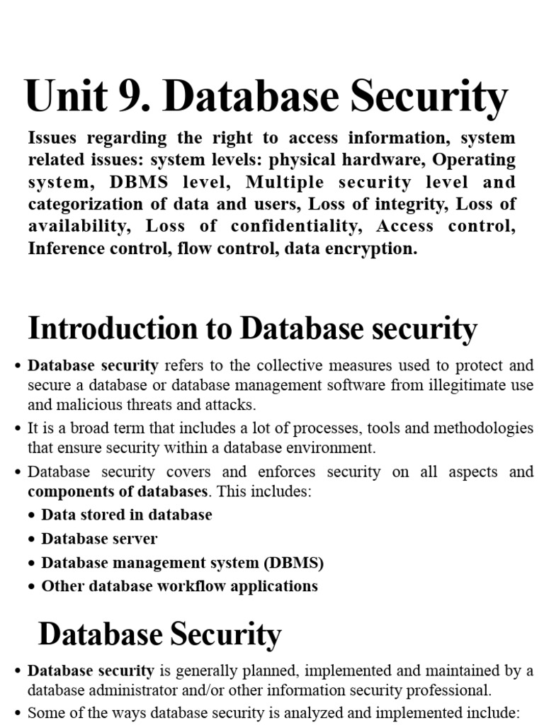 Unit 9 Database Security Pdf Databases Security