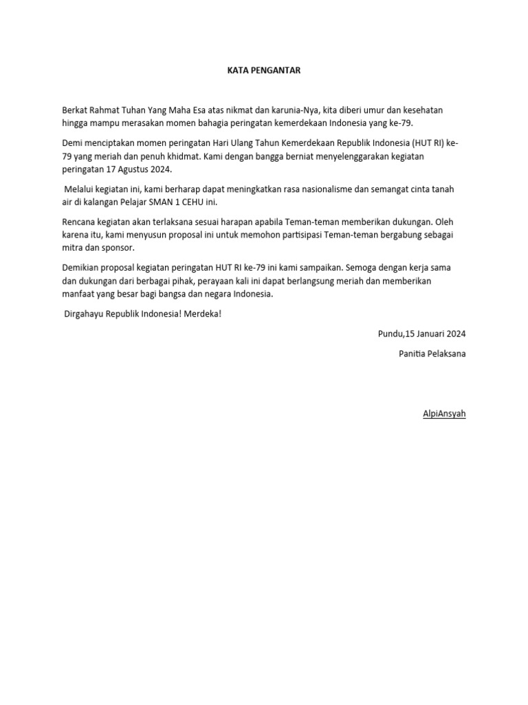 Kata Pengantar Proposal | PDF