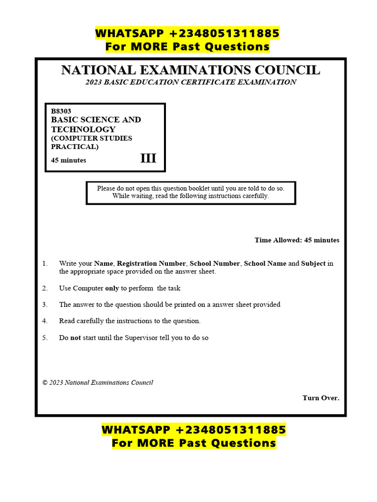 NECO BECE ICT Computer Studies Practical Questions For JSS3 | PDF ...