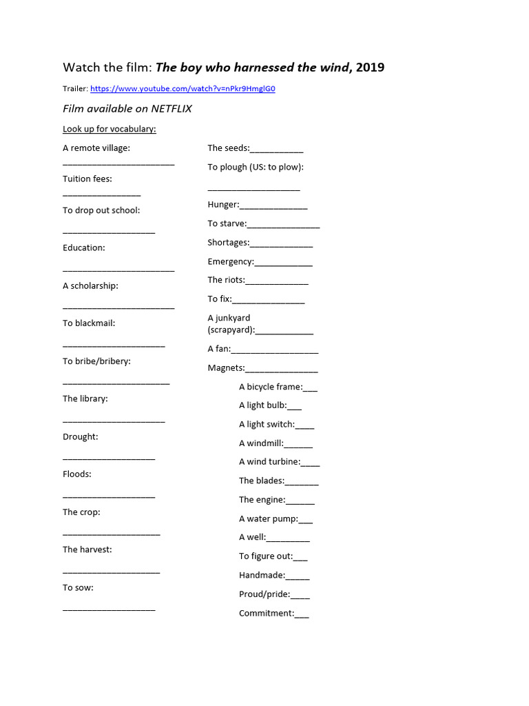 The Boy Who Harnessed The Wind CLASS | PDF