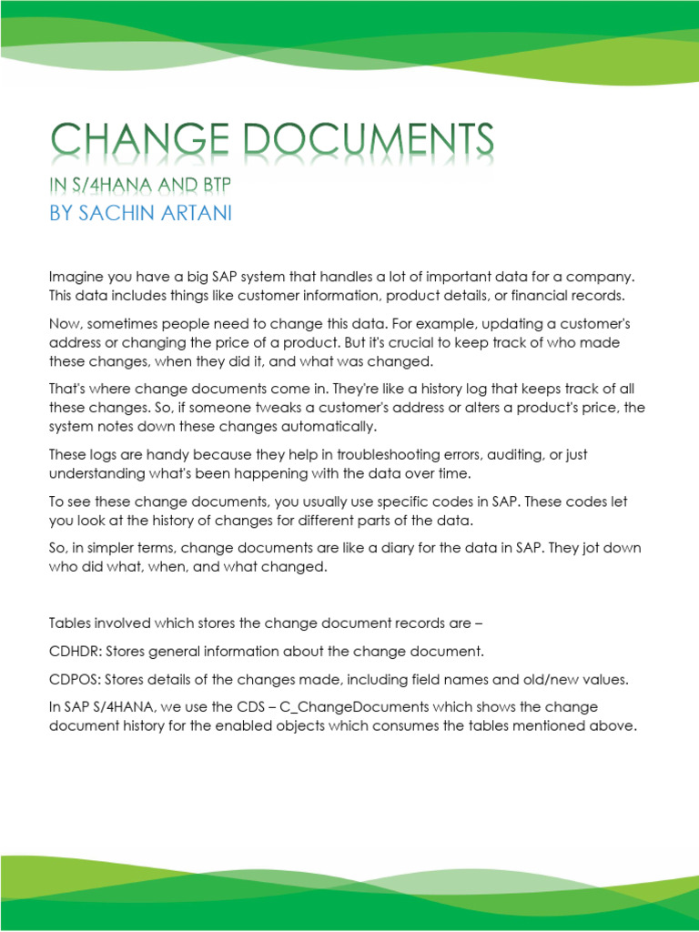 SAP Change Document Management Guide | PDF | Information Technology ...