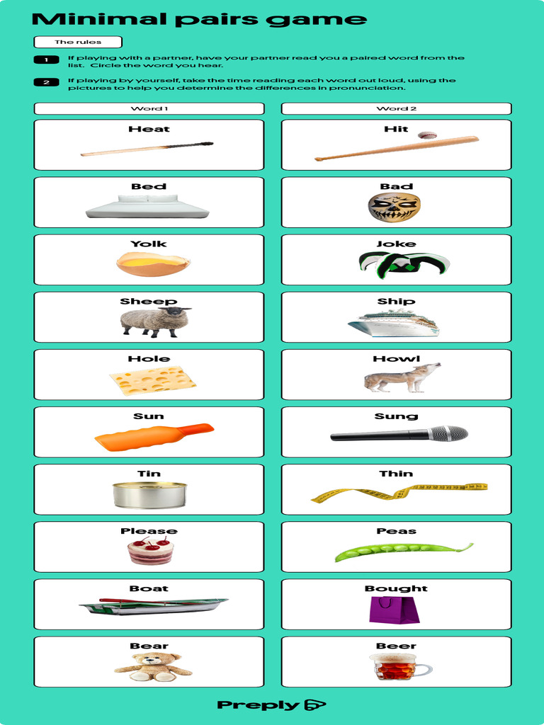 Minimal Pairs Game | PDF