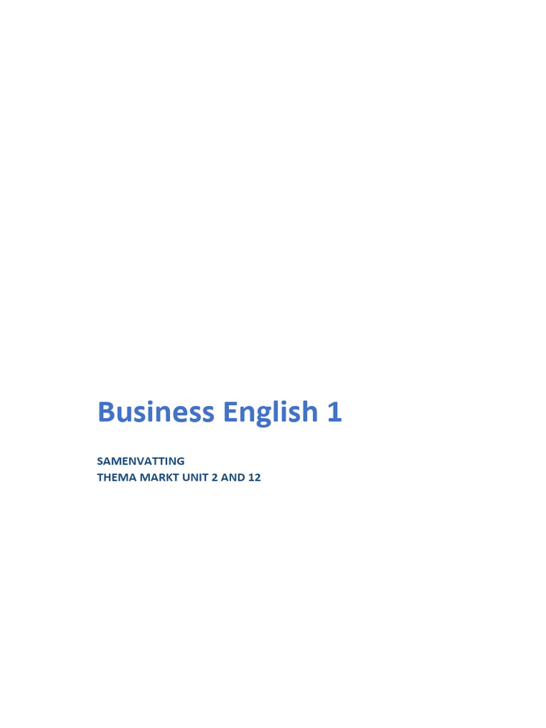 Business English 1 Samenvatting | PDF | Financial Economics | Business Economics