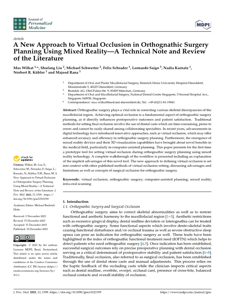 2023 JPM - A New Approach To Virtual Occlusion in Orthognathic Surgery Planning Using Mixed ...