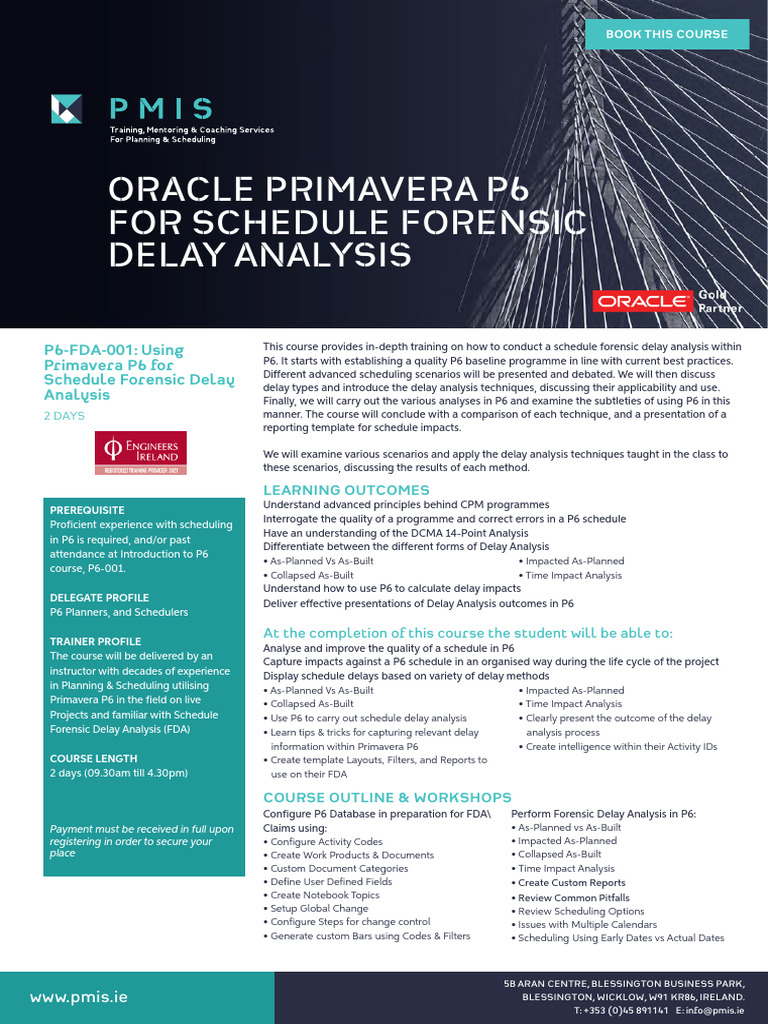 P6-FDA-001 - Using Primavera P6 For Schedule Forensic Delay Analysis | PDF | Information ...