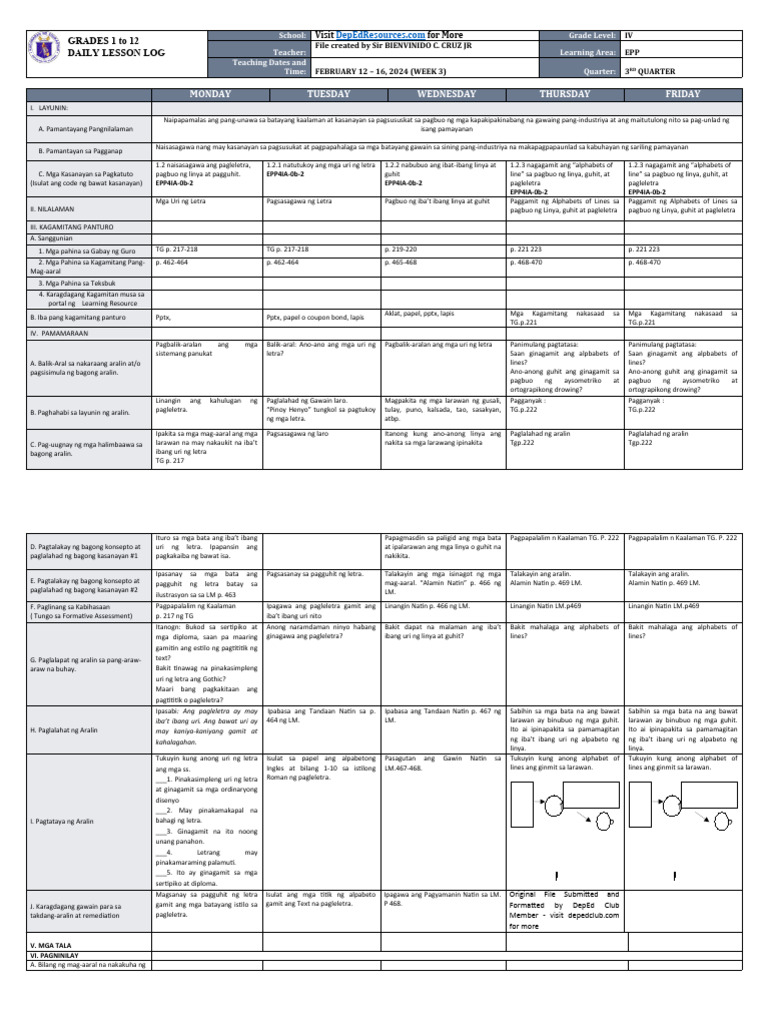 DLL - Epp 4 - Q3 - W3 | PDF