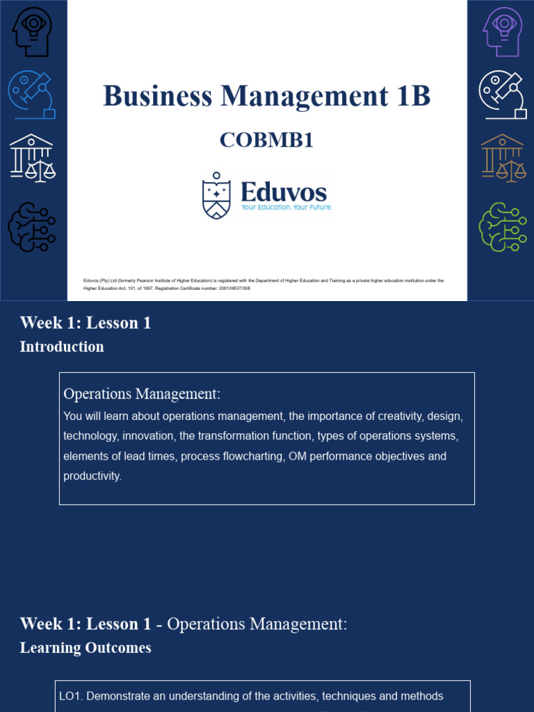 COBMB1 Week 1 Slide Deck Operations Management-1 | PDF | Product ...