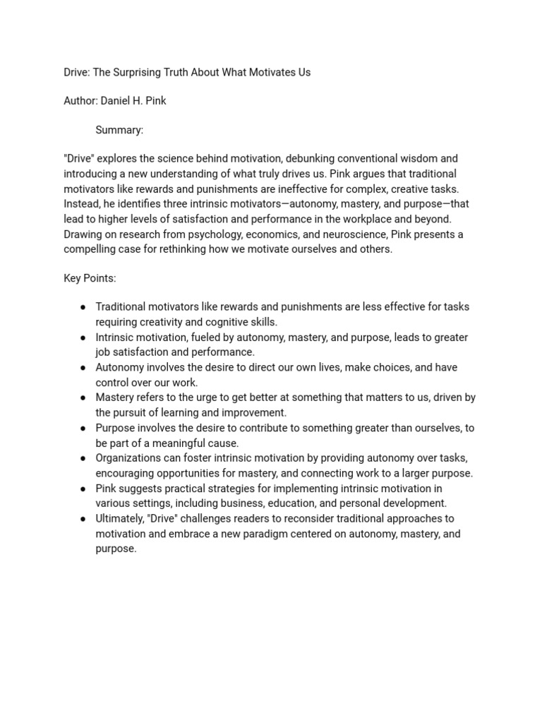 Drive Book Summary | PDF | Self-Improvement