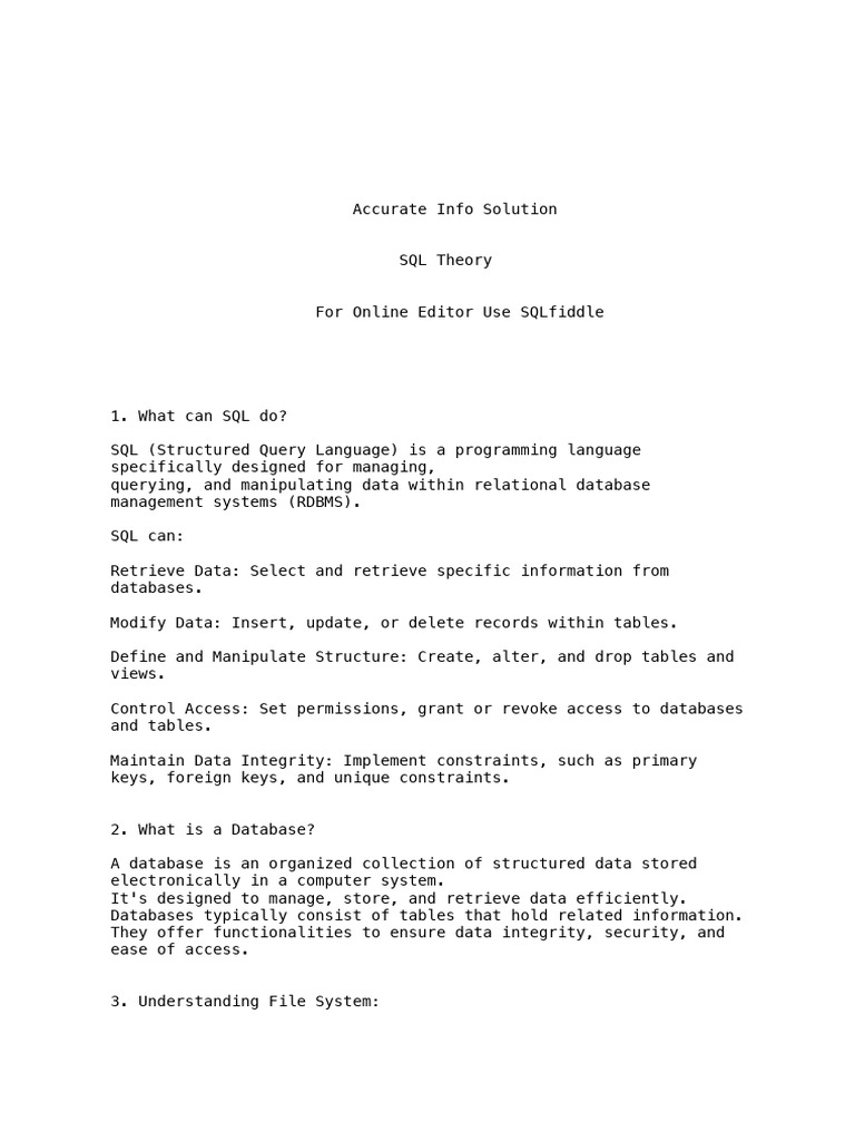 AIS SQL Final | PDF | Relational Database | Databases AIS SQL Final | PDF | Relational Database | Databases